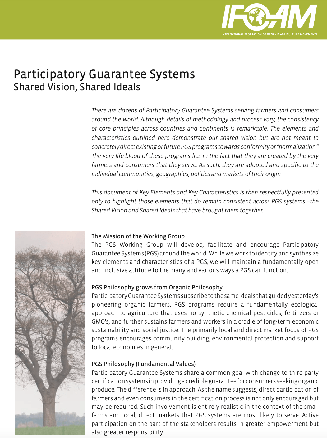 Shared Visions, Shared Ideals: PGS concept document | IFOAM