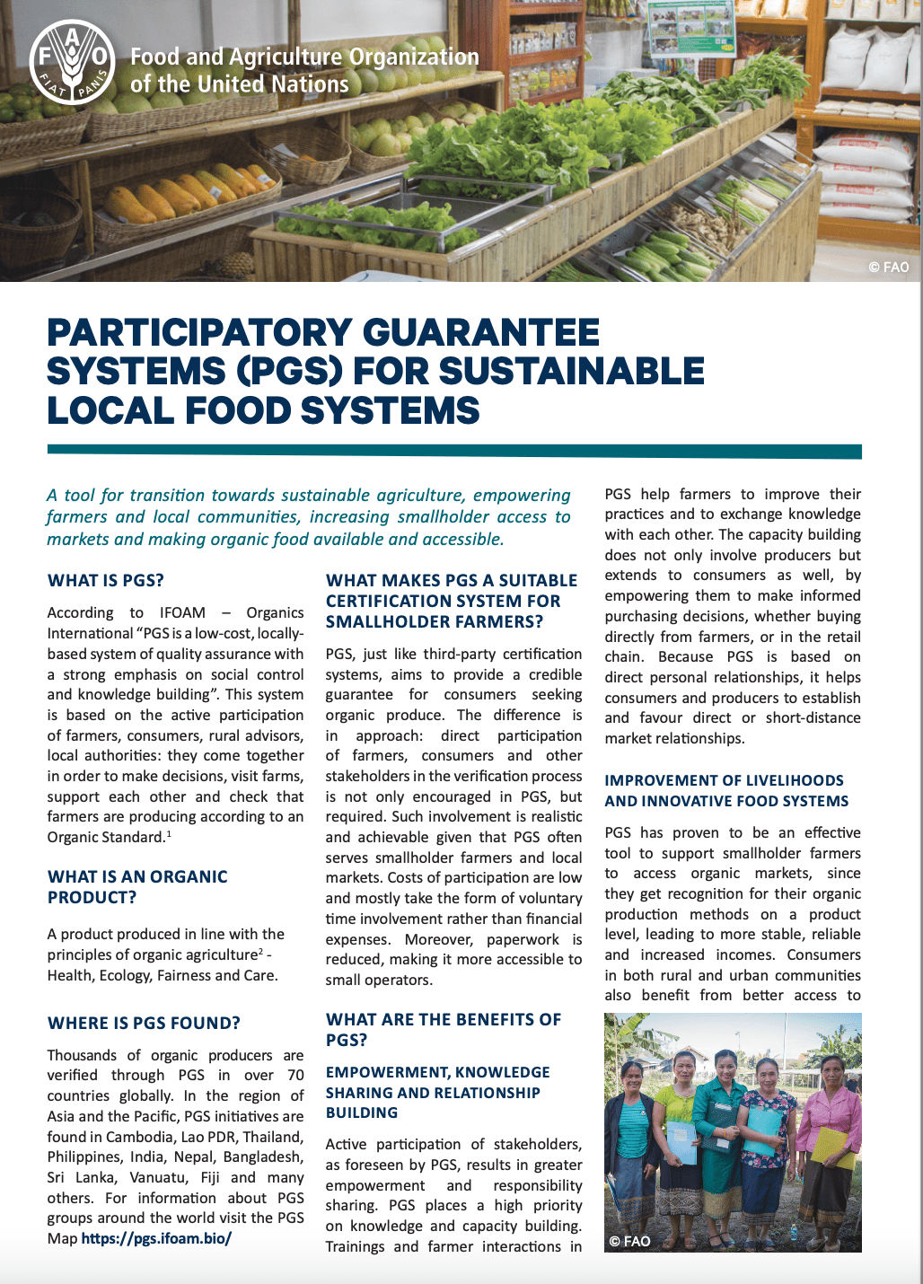 PARTICIPATORY GUARANTEE SYSTEMS (PGS) FOR SUSTAINABLE LOCAL FOOD ... PARTICIPATORY GUARANTEE SYSTEMS (PGS) FOR SUSTAINABLE LOCAL FOOD ...